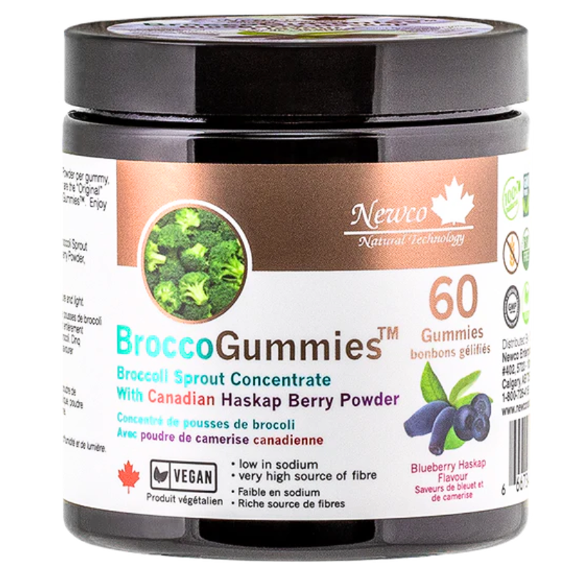 Newco BroccoGummies Blueberry Haskap 60 Gummies – 12 Baskets Nutrition ...